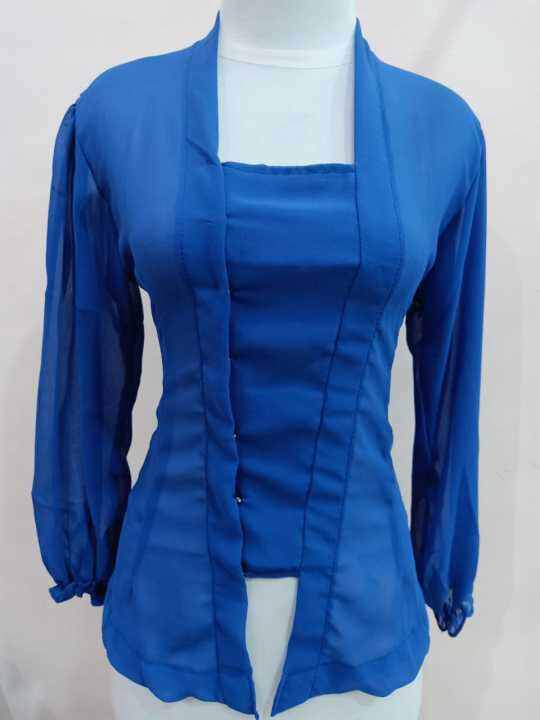 kebaya jadi wanita terbaru bahan moscrep melar kancing kait model dan ...