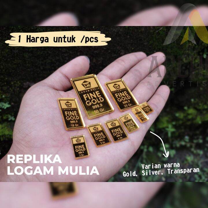 REPLIKA LOGAM MULIA EMAS/LM 1 -100 GRAM AKSESORIS MAHAR AKRILIK MIROR ...