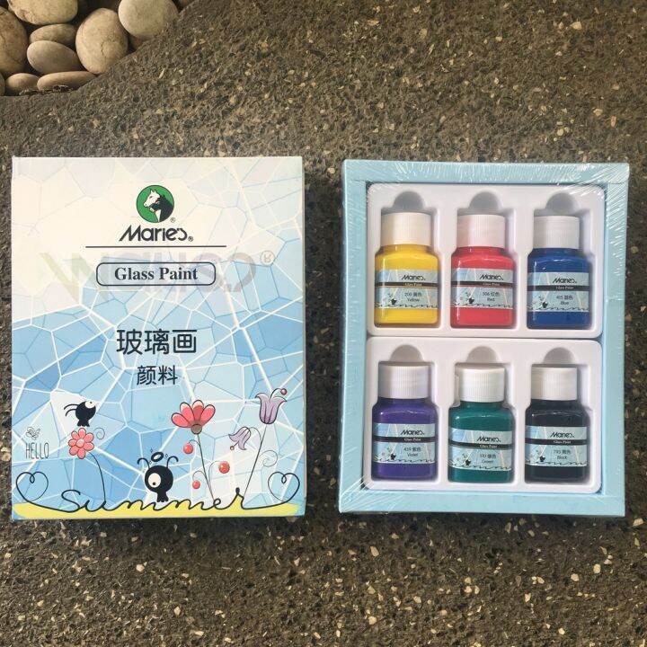 Cat Lukis Kaca Maries Glass Paint Set 6 Color - Cat Kaca Marie's Set 6 ...