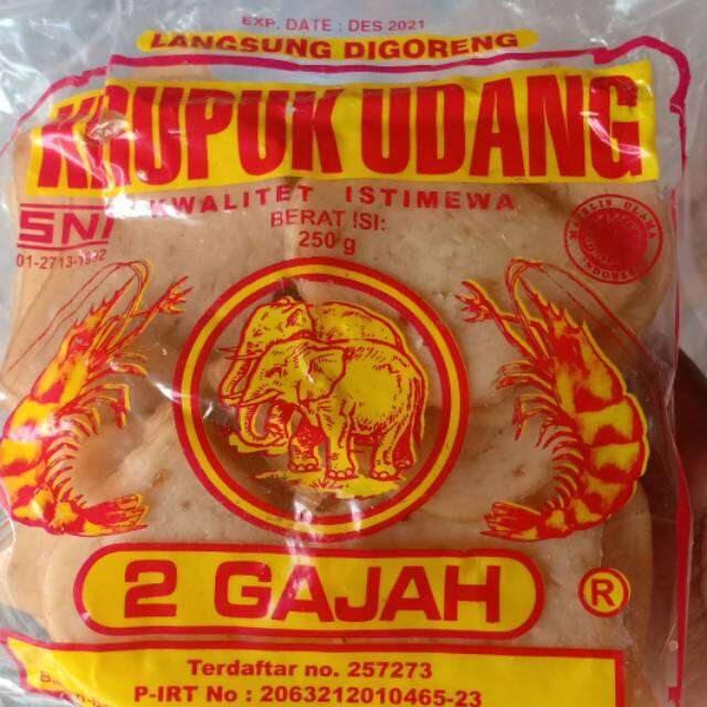 KRUPUK UDANG CAP 2 GAJAH UKURAN BESAR | Lazada Indonesia