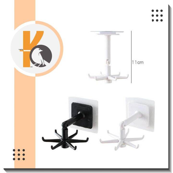 Kitchen 360 Degrees Rotating Hook Anti Punch 6 Claw Wall Hanging Hook ...