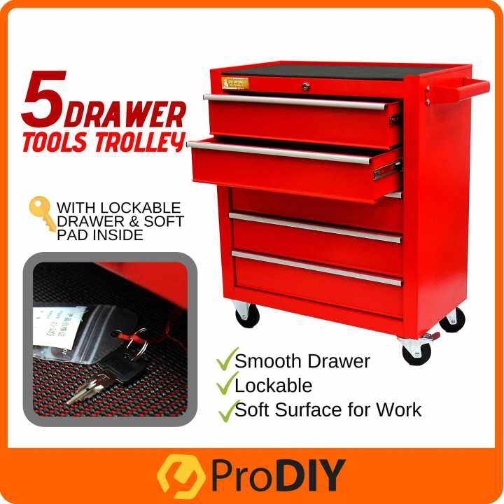 5 DRAWER TOOL TROLLEY With Single Lockable Drawer ( 31531-5 ) DJ-325 ...