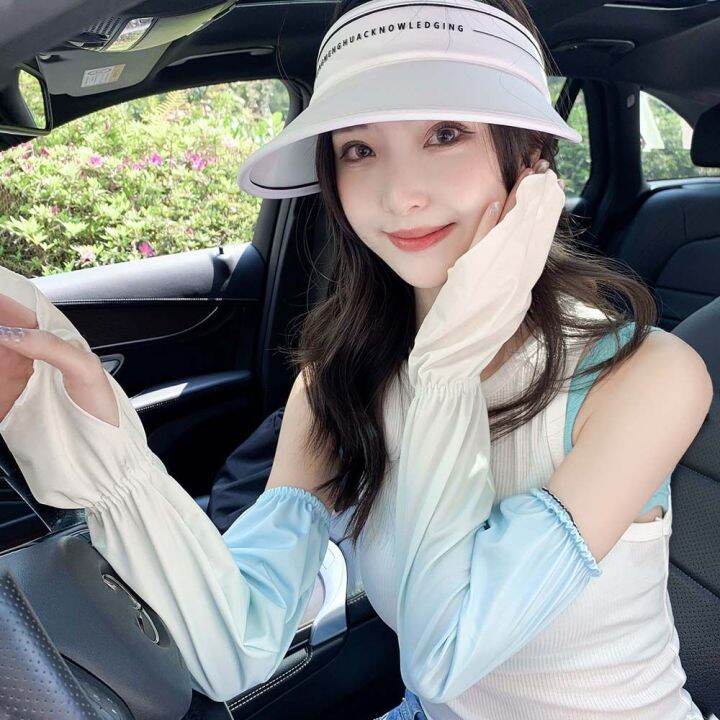 VBGG ปลอกแขนกันแดด uv ฤดูร้อน บาง ครอบคลุมนิ้วมือ ถุงมือกันหนาวแบบยาว ...