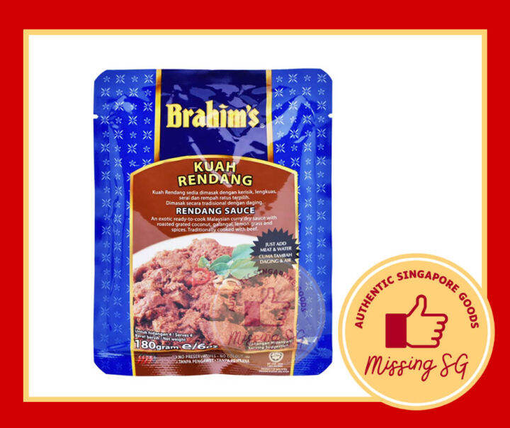 Brahim's Kuah Rendang Sauce Asian Pastes Gluten Free Halal 180g ...