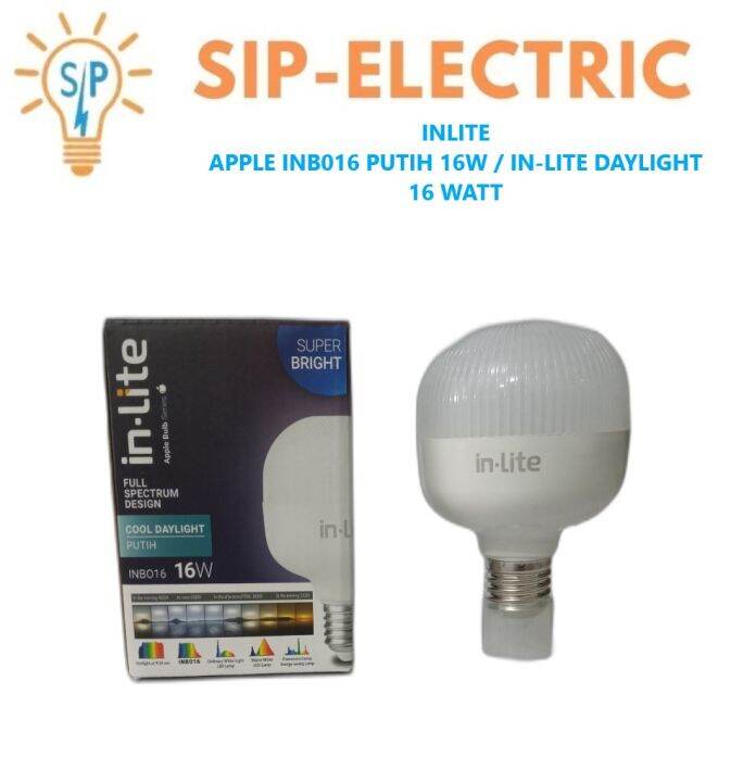 INLITE APPLE LAMPU LED BULB CAPSUL PENDEK 16W PUTIH CDL INB016 16 WATT ...