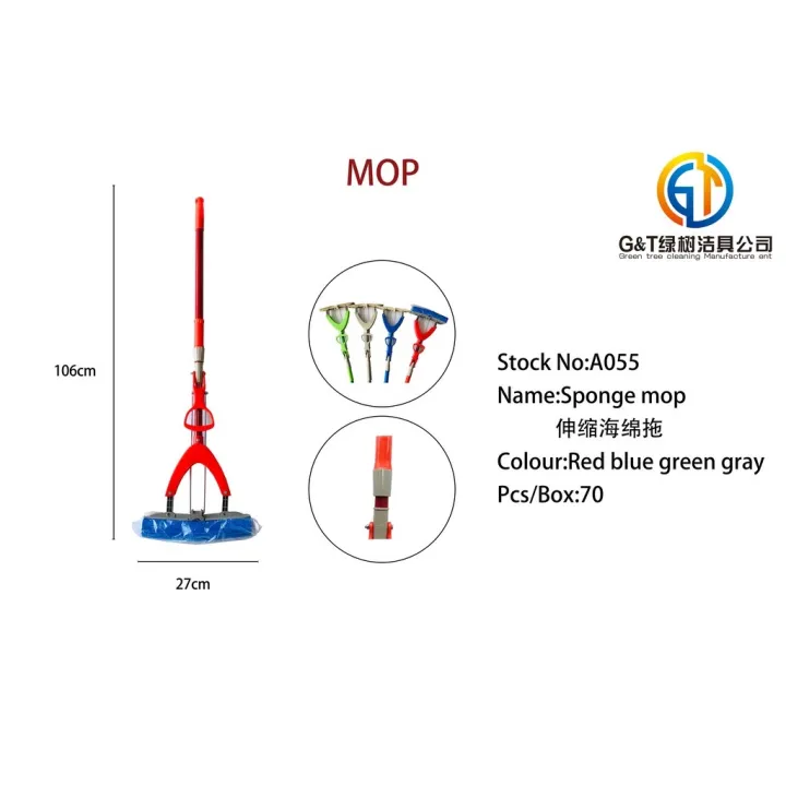 【NEW STOCK】Sponge Squeezing Mop Extendable Handle High Water Absorption ...