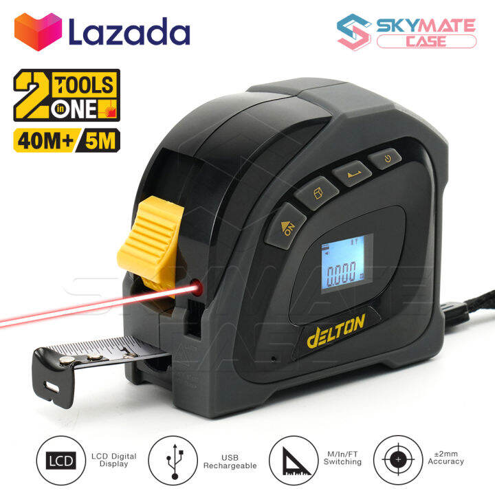 DELTON 2-IN-1 ตลับเมตรเลเซอร์ ตลับเมตรเลเซอร์ดิจิตอล ตลับเมตร 5 เมตร / เลเซอร์วัดระยะ 40 เมตร ...