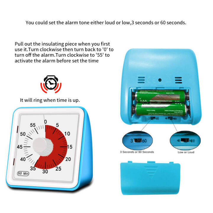 60-minute Analog Visual Timer Silent Countdown Time Management Tool ...