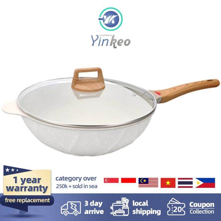 Yinkeo Non Stick Frying Wok Deep Frying Pan Cookware Induction Cooker ...