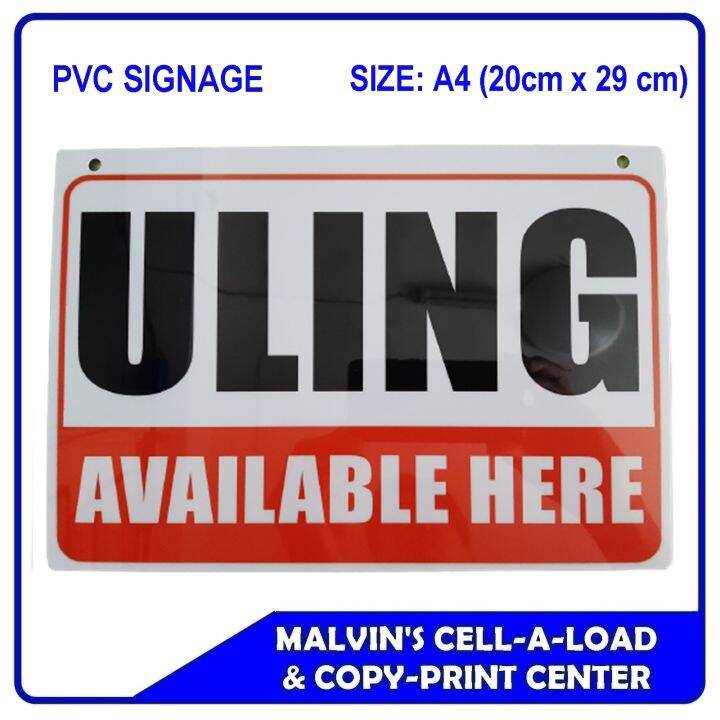 PVC SIGNAGE - ULING Size A4 | Lazada PH