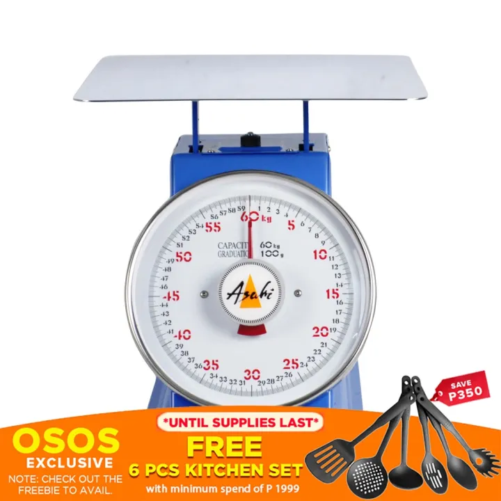 Asahi Original Spring Dial Weighing Scale 60kg Stainless Flat Top FS ...