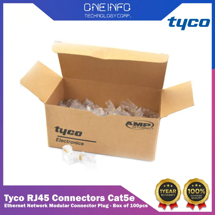 Tyco RJ45 Connectors Cat5e (100pcs for 1 box) Ethernet Network Modular ...