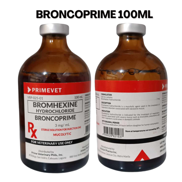 100ml Broncoprime bromhexine mucolytic for animals pigs cattle | Lazada PH