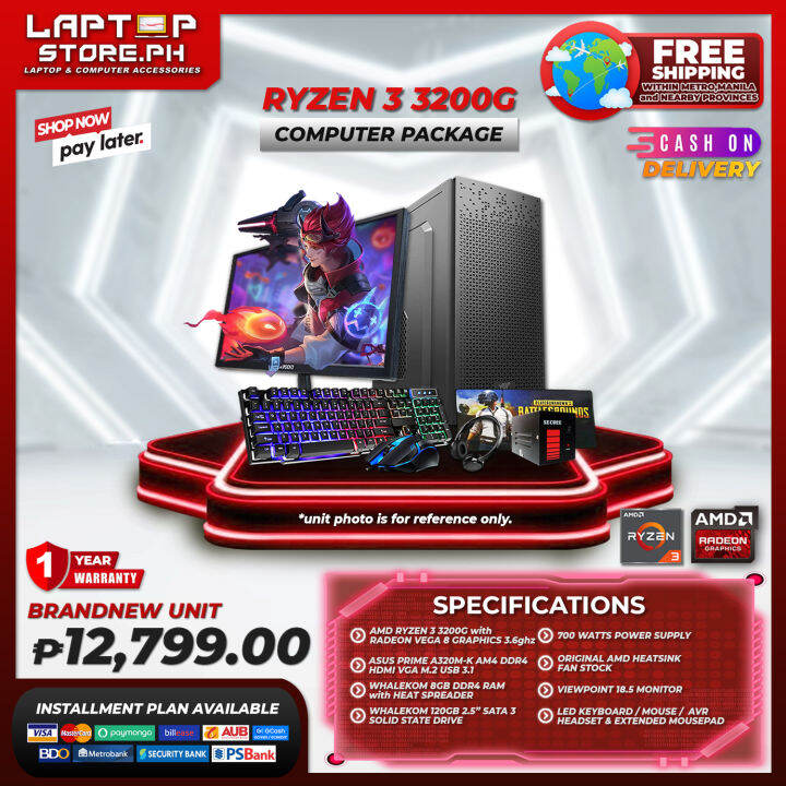 BRANDNEW Computer Set CPU-YGT MARS 8 Casing-AMD Ryzen 3 3200G-8gb DDR4 ...