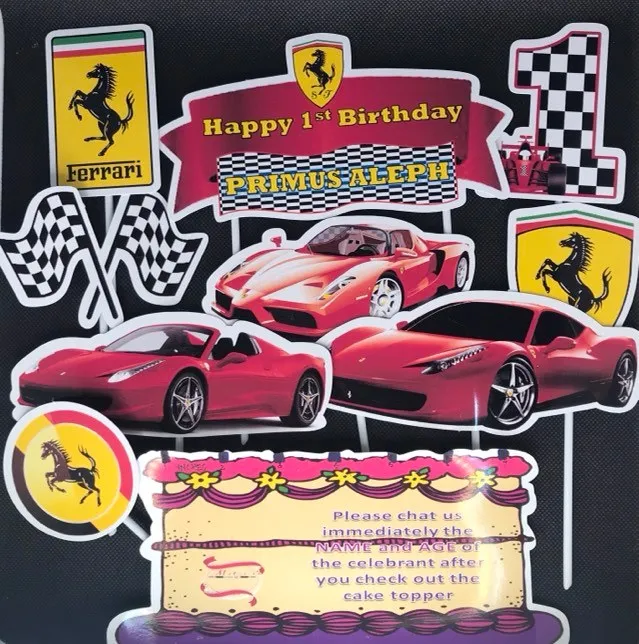 FERRARI CARS CAKE TOPPERS with personalized name at age. | Lazada PH