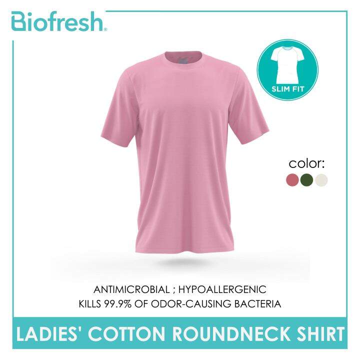 Biofresh Ladies' Antimicrobial Cotton Premium Slim Fit Roundneck Shirt ...