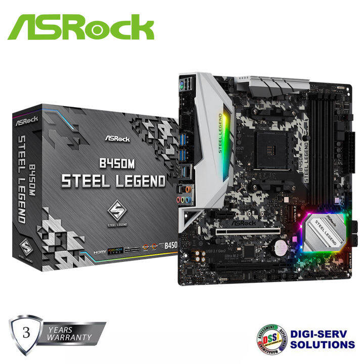 ASRock B450M Steel Legend AMD Promontory B450 Chipset MicroATX Gaming ...