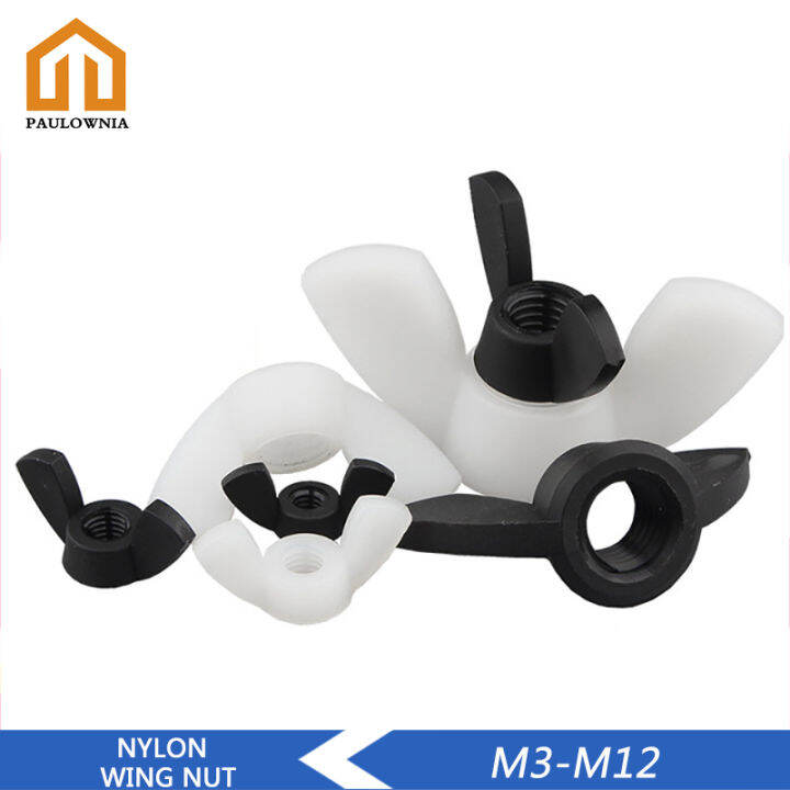 Nylon Wing Nuts Butterfly Nut to Fit Bolts & Screws Black White M3 M4 ...