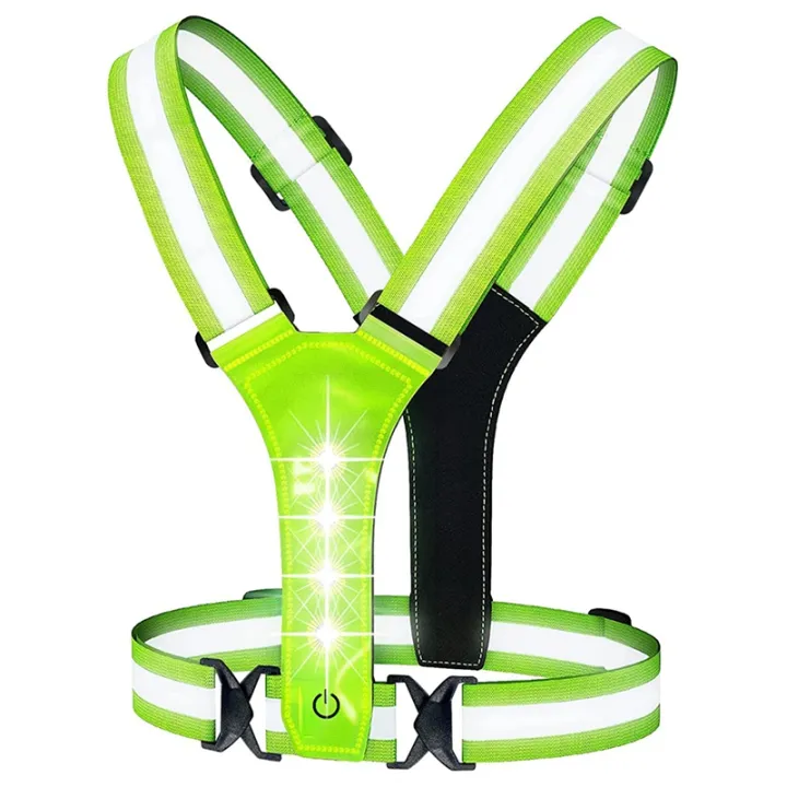 LED Reflective Running Vest,Adjustable Elastic Running Safety Gear LED ...