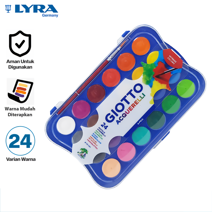 GIOTTO Cat Air 24 Warna Diameter 30 MM Acquerelli Watercolor Alat Mewarnai LYR-352400 | Lazada ...