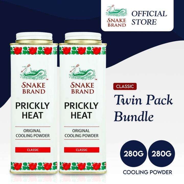 Snake Brand Prickly Heat Cooling Powder Twin Pack Bundle 280g | Lazada PH