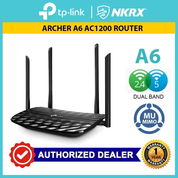 TP-Link Archer A6 AC1200 Dual Band Wireless MU-MIMO Gigabit Router ...