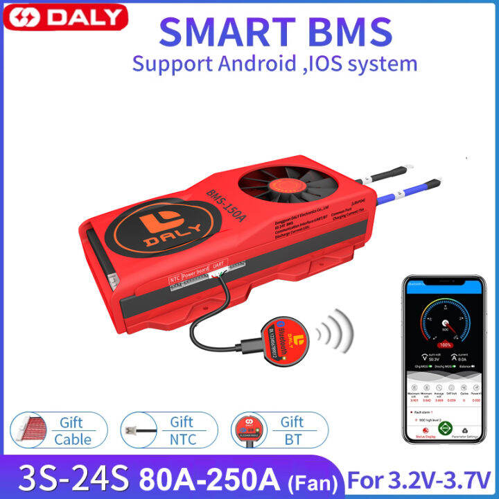 Daly Smart Bluetooth BMS 80A 100A 120A 150A 200A 250A 12V 24V 36V 48V 60V 72V 18650 Batt 3S 4S ...
