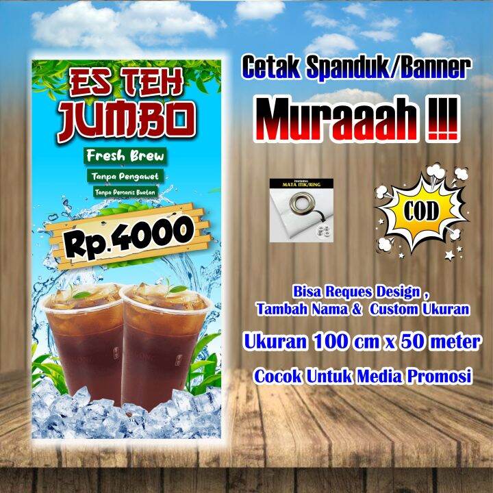 Spanduk Banner es Teh Jumbo Ukuran 50 cm x 100 cm | Lazada Indonesia