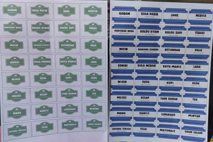 stiker bumbu dapur label bumbu lengkap stiker nama stiker rempah dan ...