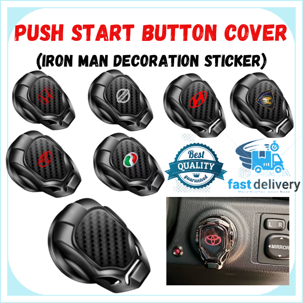 Car Push Start Button Cover Keyless Engine Start Stop Button Carbon ...