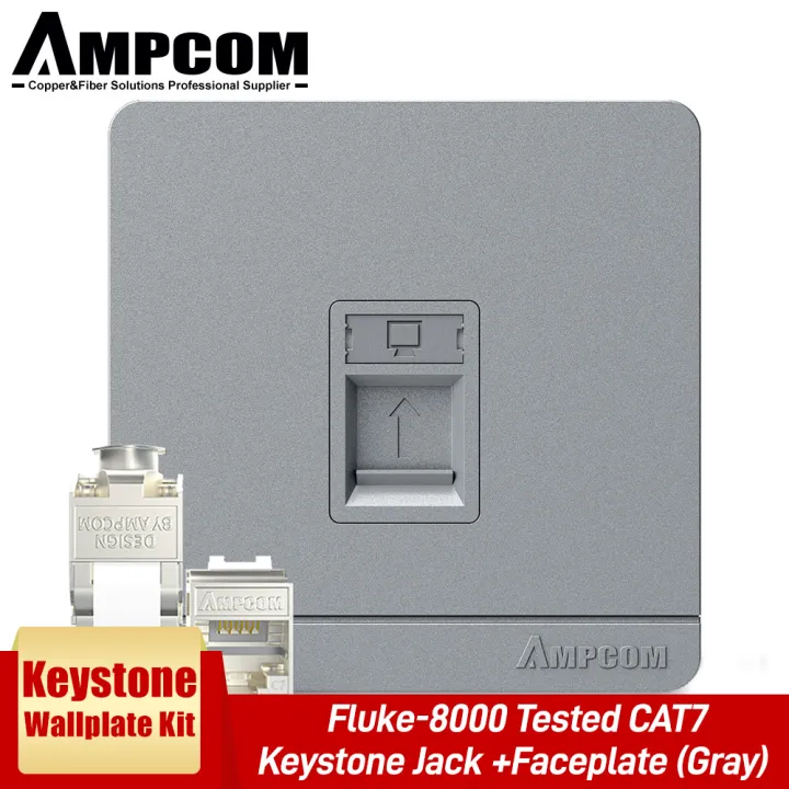 AMPCOM Panel Kit, Wall Faceplate with CAT8 40Gbps STP Keystone Jack ...