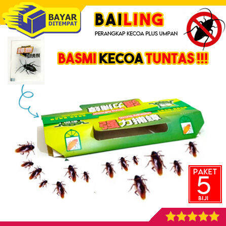Perangkap Jebakan Kecoa Plus Umpan Trap Lem Kecoak Bailing | Lazada ...