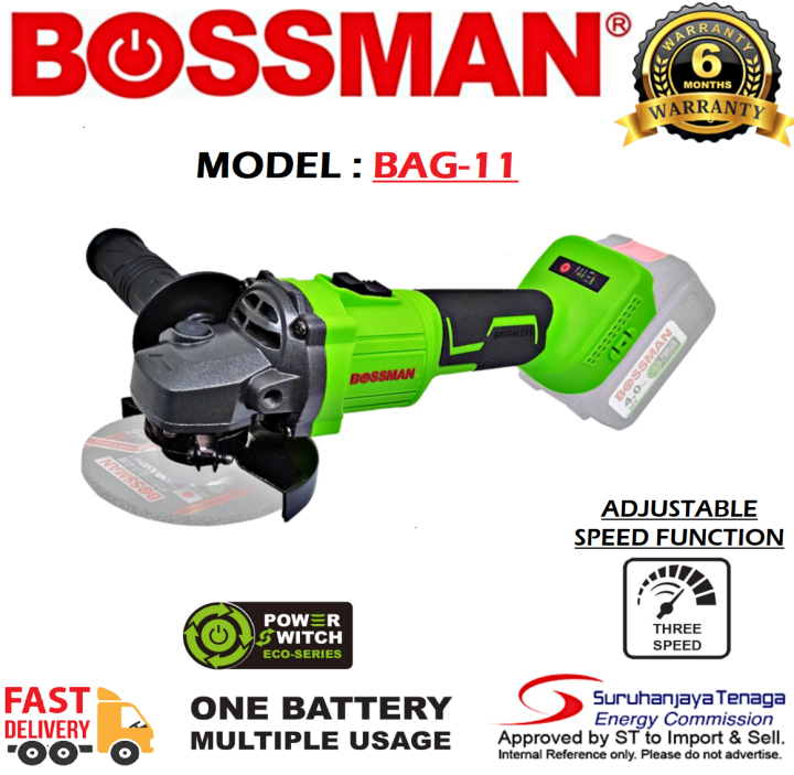 BOSSMAN 20V Cordless Brushless Angle Grinder (Bare Machine) (Battery ...