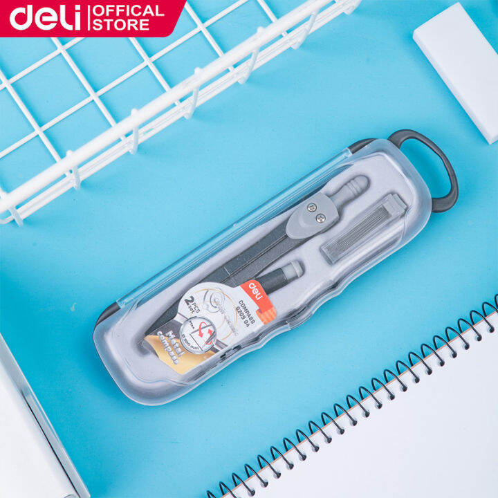 Deli Ergonomic Handle school Compass Set Box With Mechanic Pencil ...