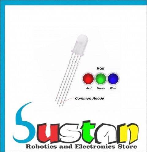 10pcs LED RGB 5MM 4P Diffused Common Anode Anoda Multi Tricolour Buram ...