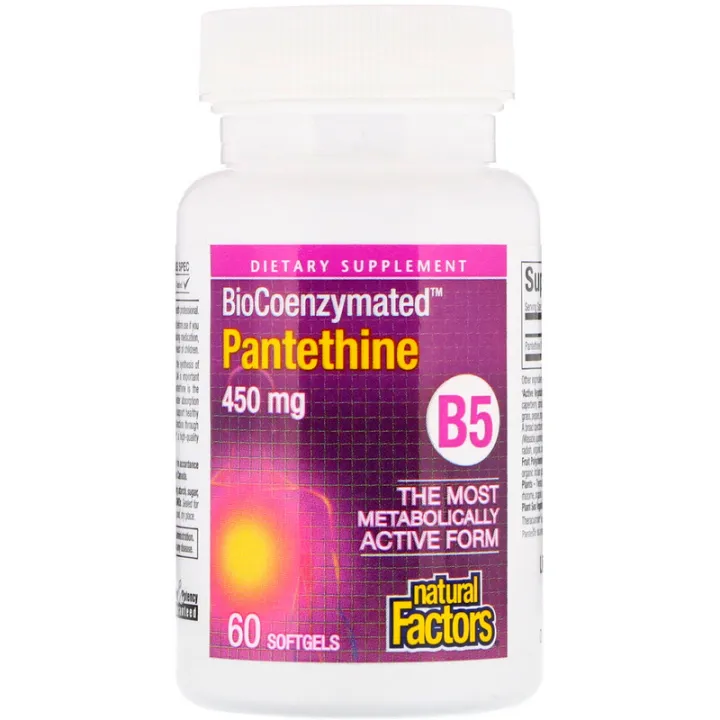Natural Factors, BioCoenzymated, B5, Pantethine, 450 mg, 60 Softgels ...