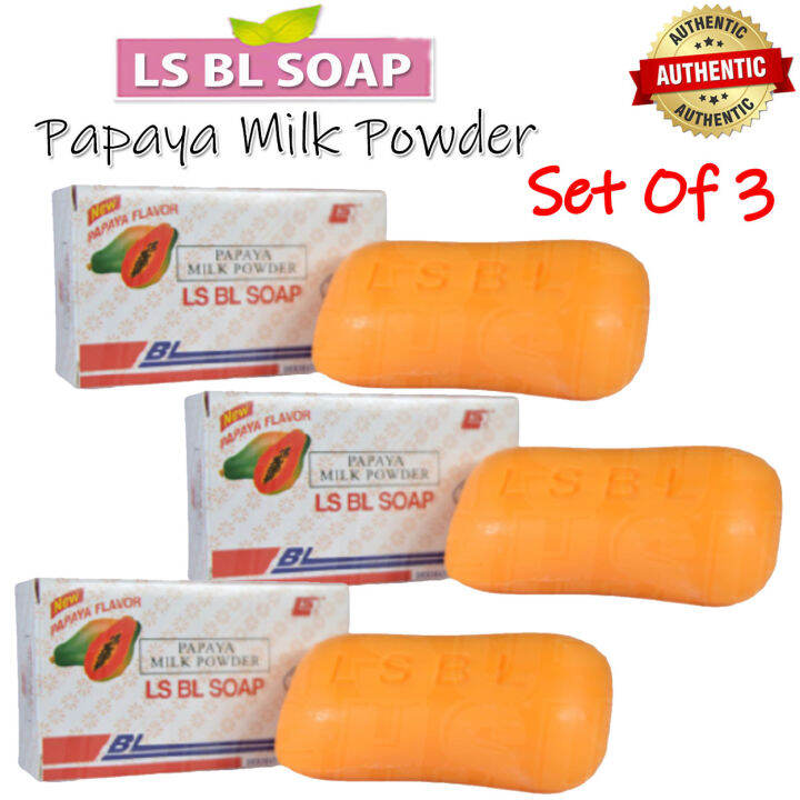 LS BL Soap Soaps 115g 115 grams each Papaya Milk Powder Set of 3 Pcs ...