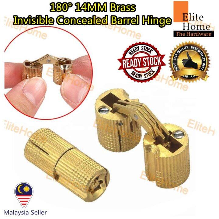 EliteHome (1 Pc) 180° 14MM Brass Cylindrical Invisible Concealed Barrel ...