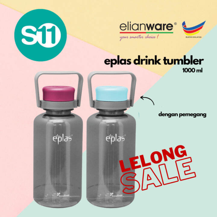 S11 x EPLAS Heavy Duty Botol Air 1000ml Water Bottle With Handle, Water ...