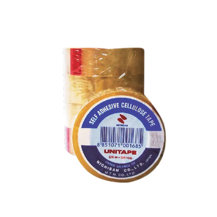 ยูนิเทป เทปใสเซลลูโลส กาวยาง แกนเล็ก แพ็ค 4 ม้วน / UNITAPE Clear Tape 3/4'' 36Yd 4Rolls/Pack ...