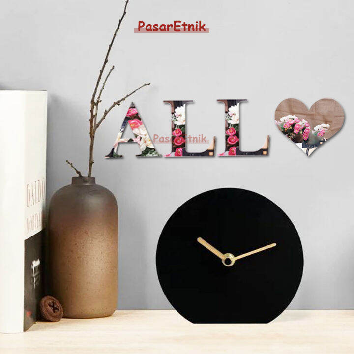 Stiker Huruf Abjad Akrilik Silver A-Z Sticker Nama Dekorasi Dinding ...