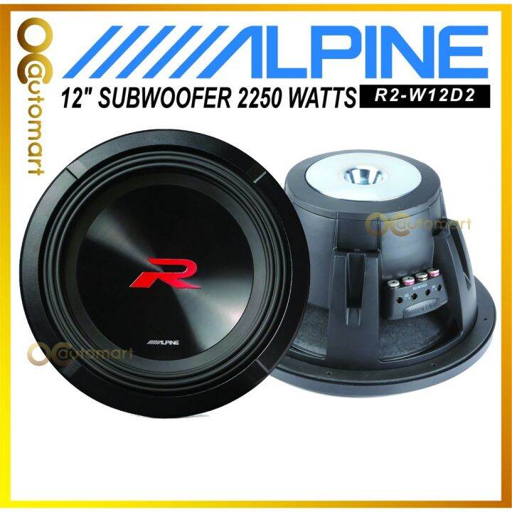 Alpine R2-W12D2 12" inch 2250 watts R-Series Subwoofer with Dual 2-Ohm Voice Coils | Lazada