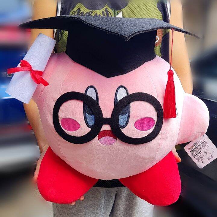 New Cute Cartoon Anime Star Kirby Plush Toy Large Pink Kirby Ph.D. Hat ...