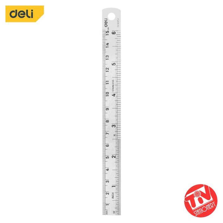Penggaris Besi Deli Stainless Steel Ruler 15 cm | Lazada Indonesia