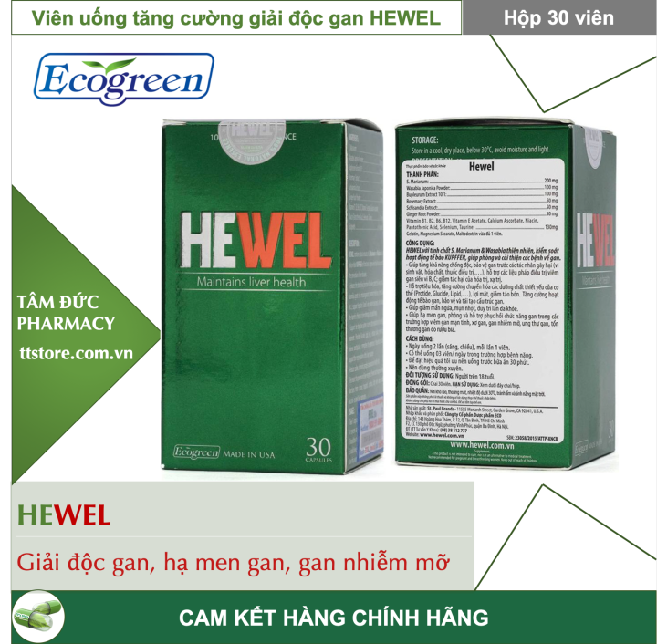 HEWEL [Hộp 30 viên] - Viên uống hỗ trợ giải độc gan, hạ men gan, gan ...