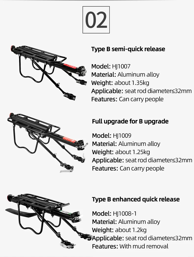 ROCKBROS Bike Reflective Quick Release Carrier SeatPost Mount Pannier ...