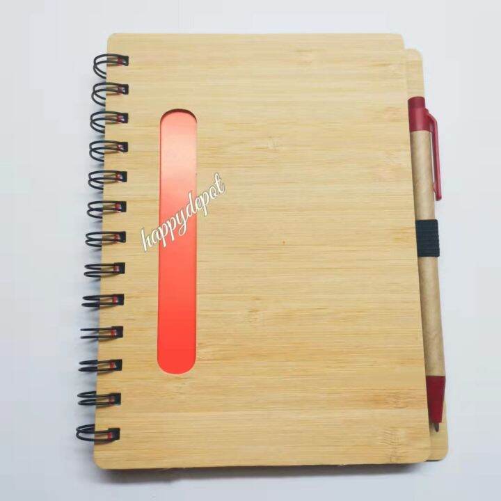 Wooden bamboo Notebook with Pen Plain Black | Lazada PH