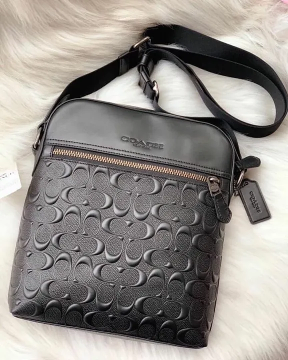 Coach Black Houston Flight Bag F73338 In Signature Crossgrain Leather ...