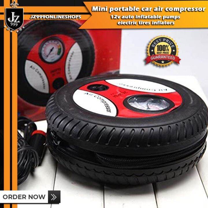 Mini portable car air compressor 12v auto inflatable pumps electric ...