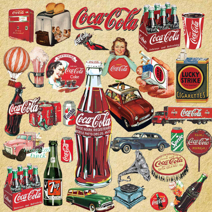 European and American Retro Coca-Cola Stickers Luggage Luggage Trolley ...